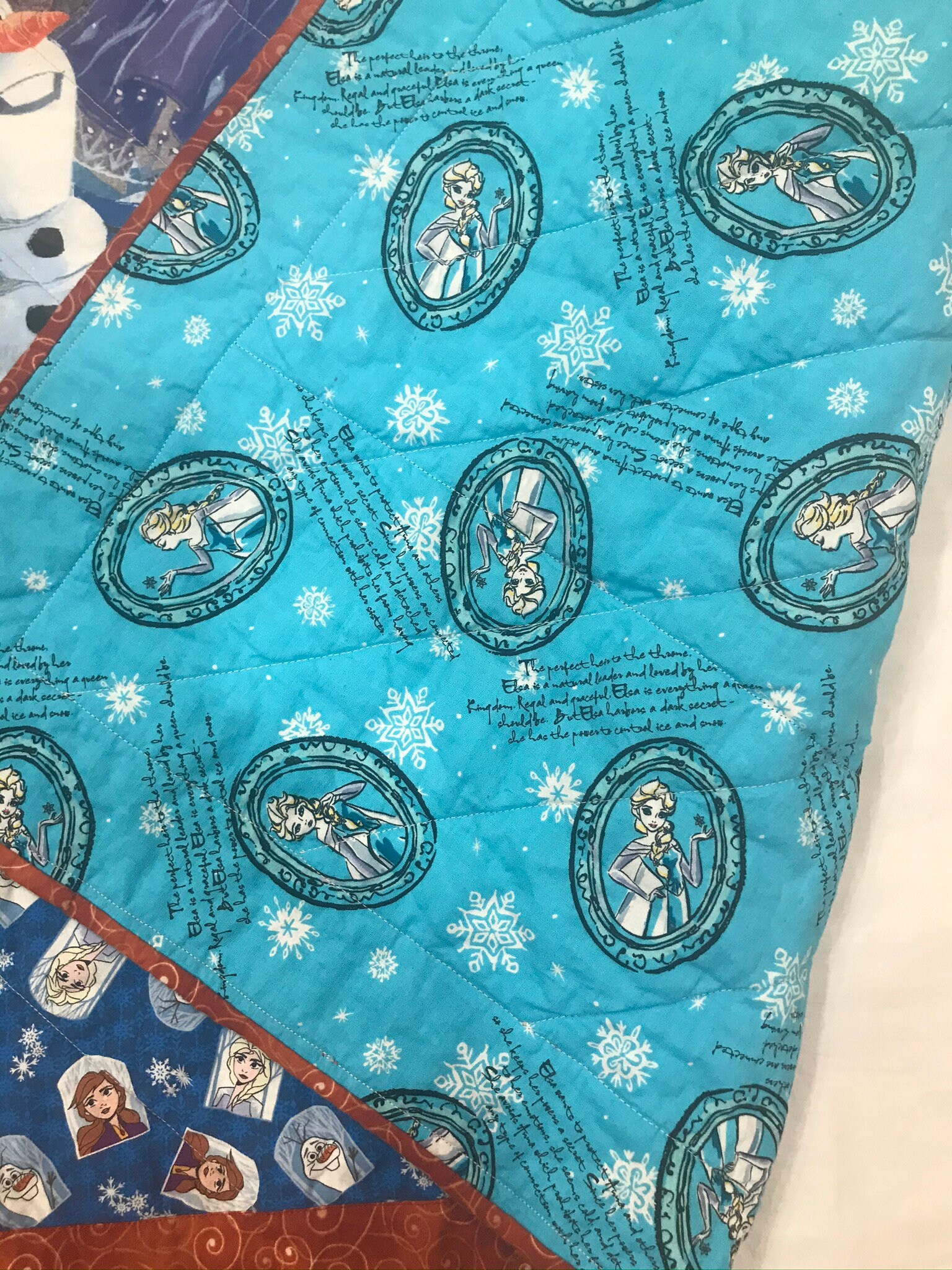 Disney Frozen With Elsa and Anna Homemade Throw Quilt - Etsy