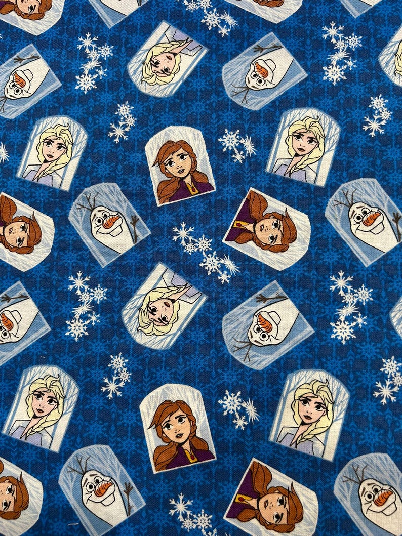 Frozen 100% Cotton Fabric- Princess Anna, Princess Elsa, Kristoff, Sven ...