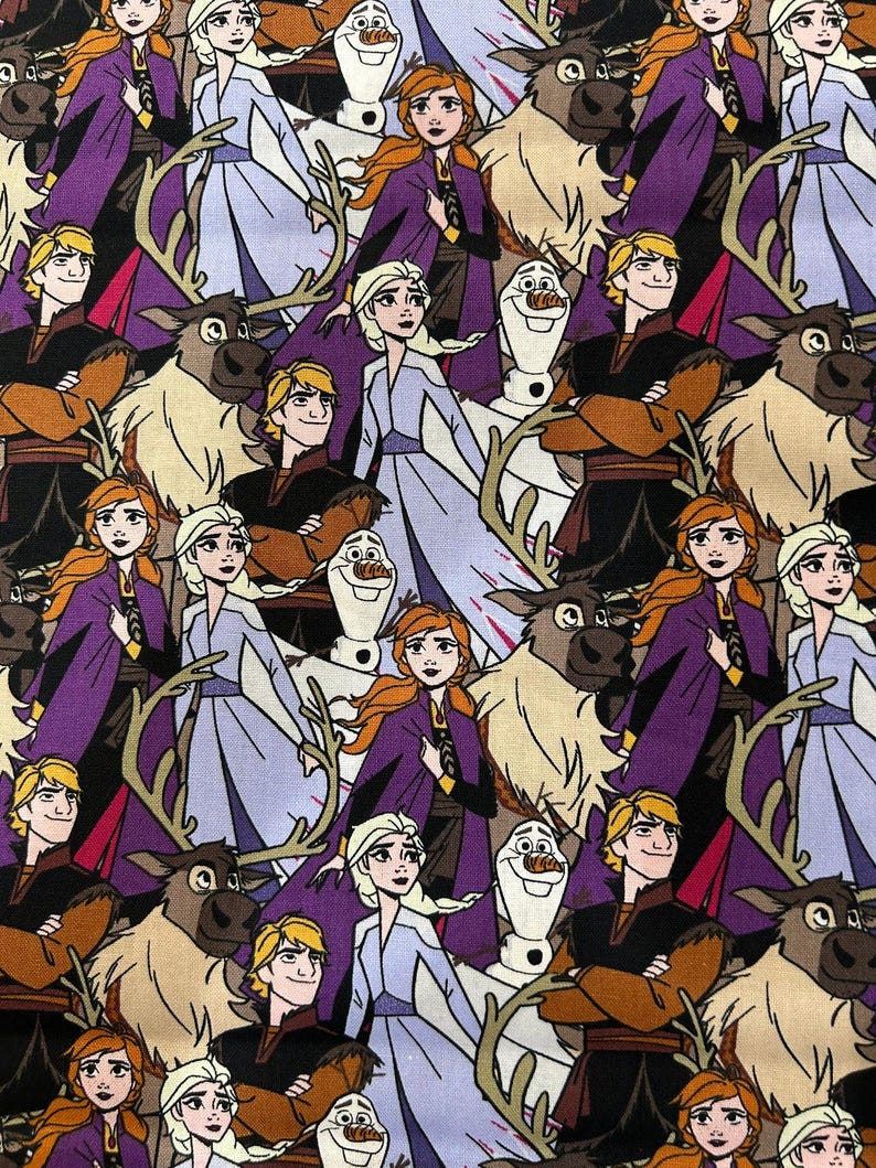 Frozen 100% Cotton Fabric- Princess Anna, Princess Elsa, Kristoff, Sven ...