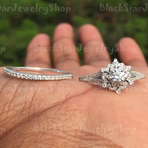 Enchanted Disney Elsa 5 8 CT. T.W. Diamond Snowflake Engagement Ring Sets Disney Bridal Set Moissanite Diamond Wedding Ring Sets5894 Etsy
