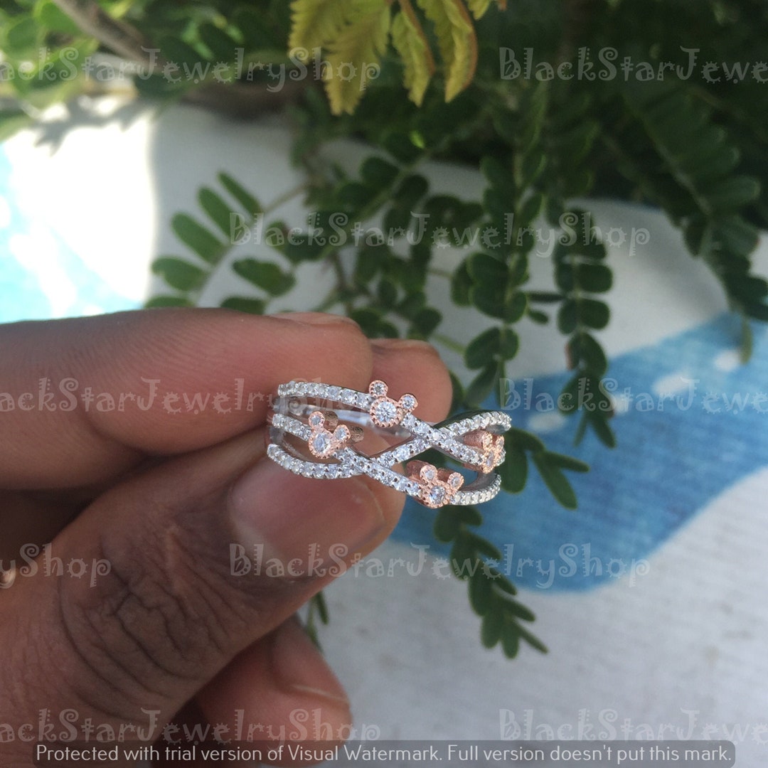 Mickey Mouse Crisscross Ring-studded Icons Sparkling Solid 925 Sterling ...