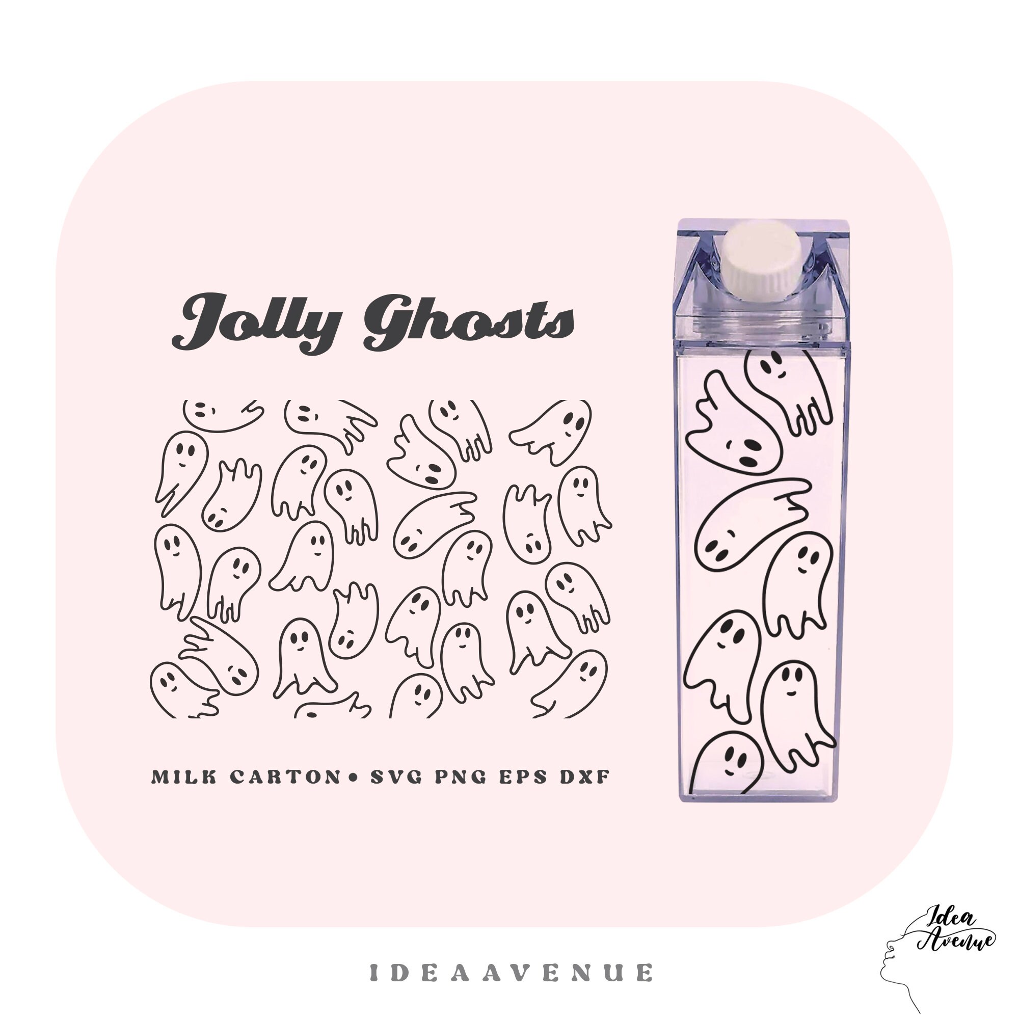 Jolly Ghosts Milk Carton Bottle Wrap Svg, Acrylic Water Bottle Wrap 500 ...