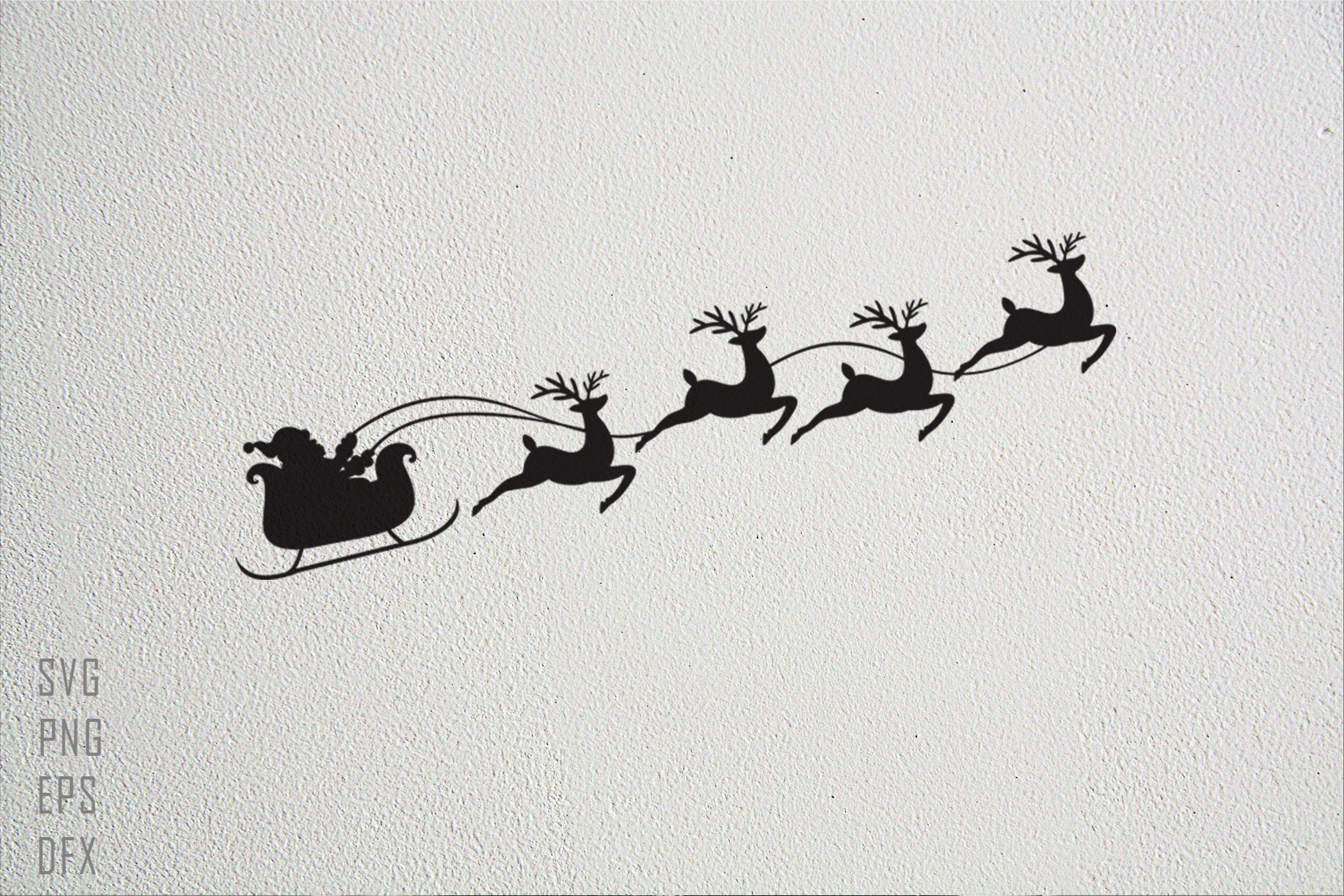 Santa Sleigh Silhouette White