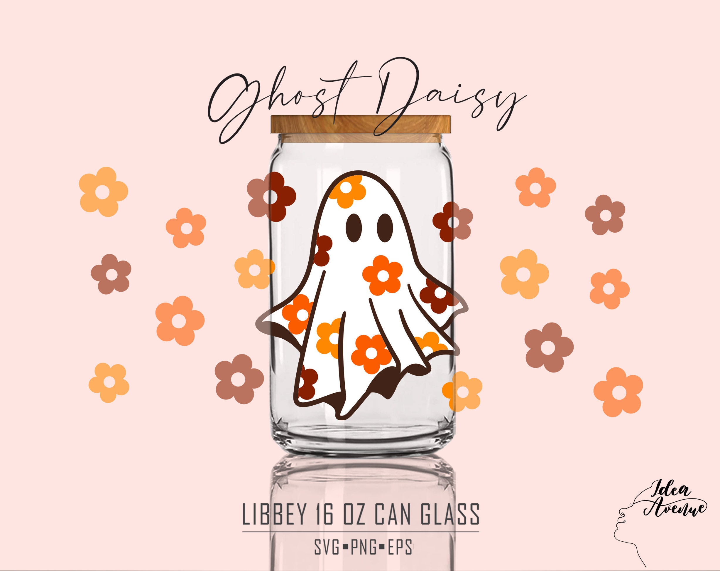 Daisy Ghost 16 Oz Can Glass Svg Cute Ghost Halloween Svg - Etsy