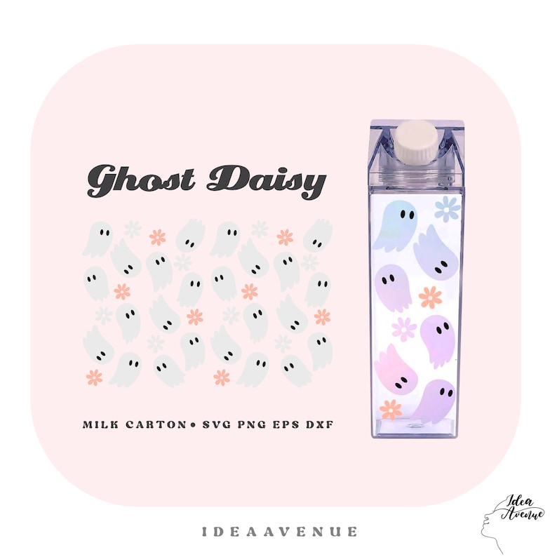 Boho Ghost Milk Carton Bottle Wrap SVG: Cricut File (digital Download ...