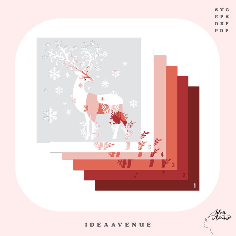 Christmas Reindeer Shadow Box SVG: 3D Paper Cut Lightbox (digital ...