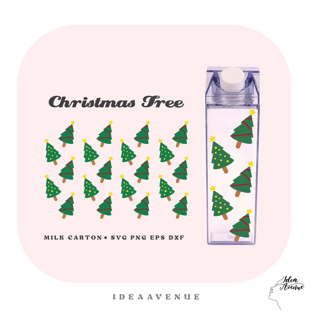 Christmas Tree Milk Carton Bottle Wrap SVG: Acrylic Water Bottle File ...
