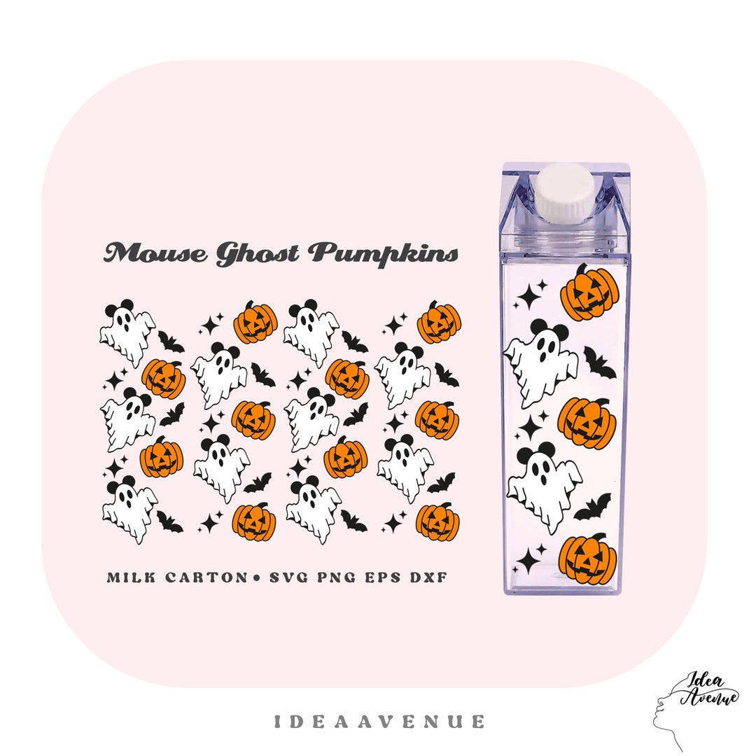 Mouse Ghosts Pumpkins Milk Carton Bottle Wrap Svg, Ghost Halloween ...