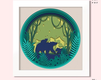 Bear 3D Shadow Box Layered Papercut - Etsy