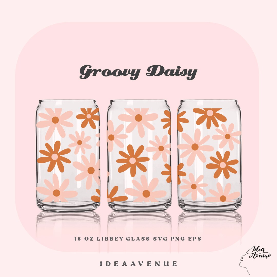 Groovy Daisy Libbey Glass Can Wrap, Groovy Svg, Trendy Svg, Daisy SVG ...