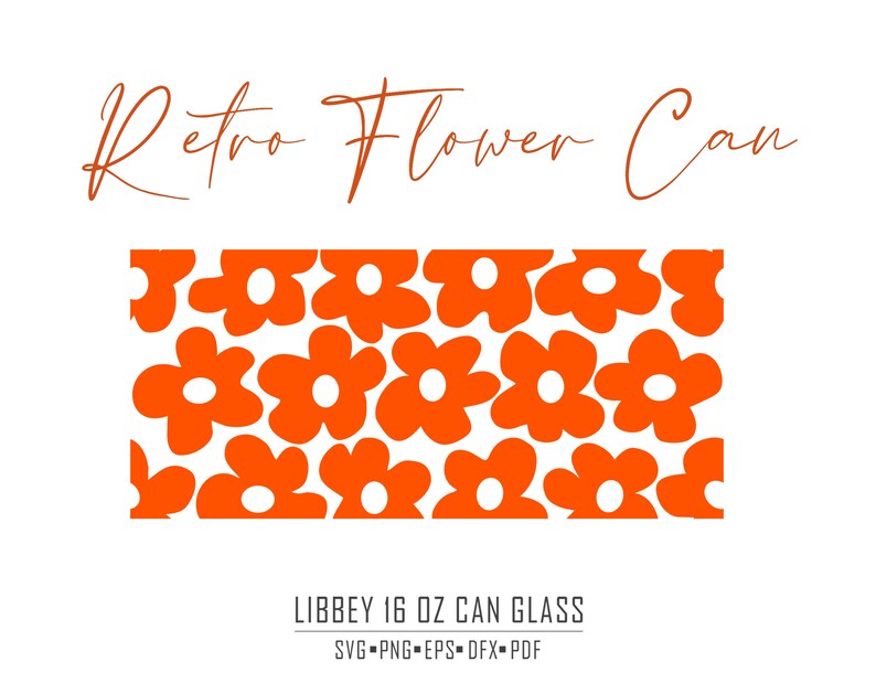 Groovy 70s Flowers SVG Libbey Glass Wrap Svg Boho 16oz Libby - Etsy