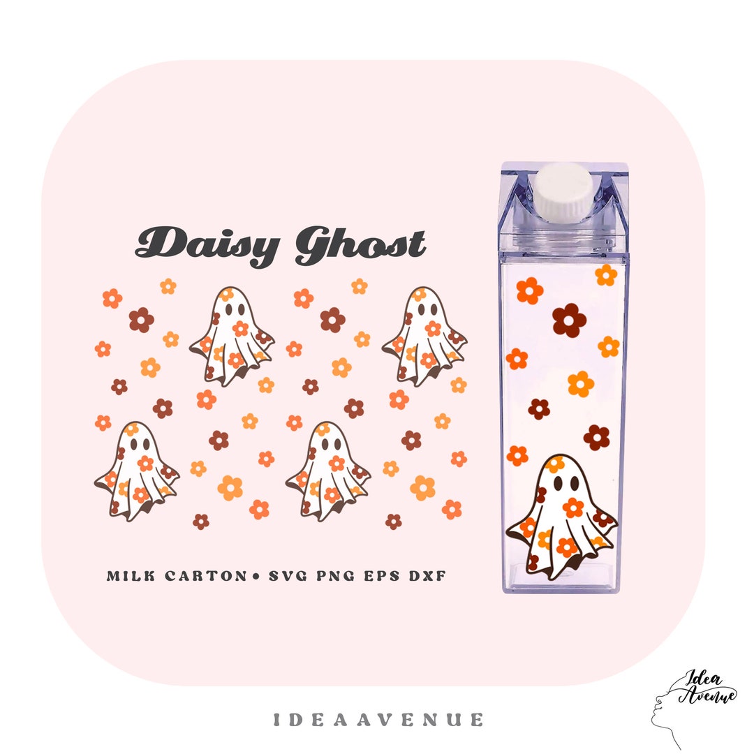 Daisy Ghost Milk Carton Bottle Wrap SVG: Halloween Thanksgiving ...