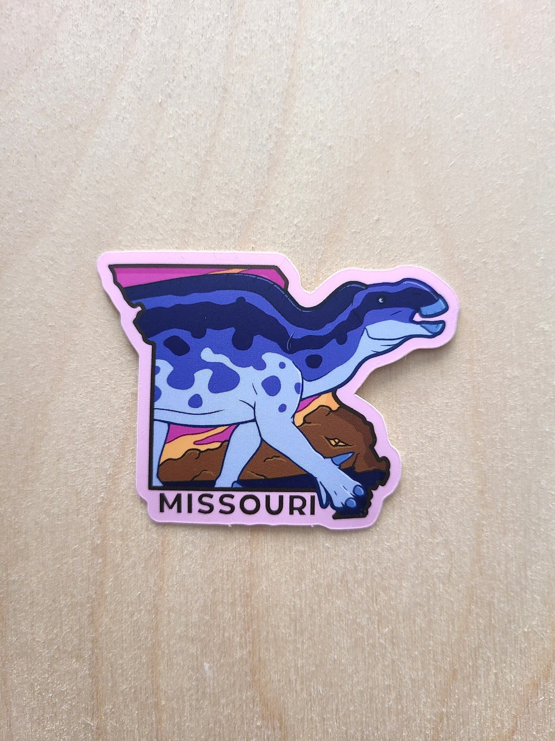Dinosaur Roadtrip STICKER - Missouri's Parrosaurus - Etsy