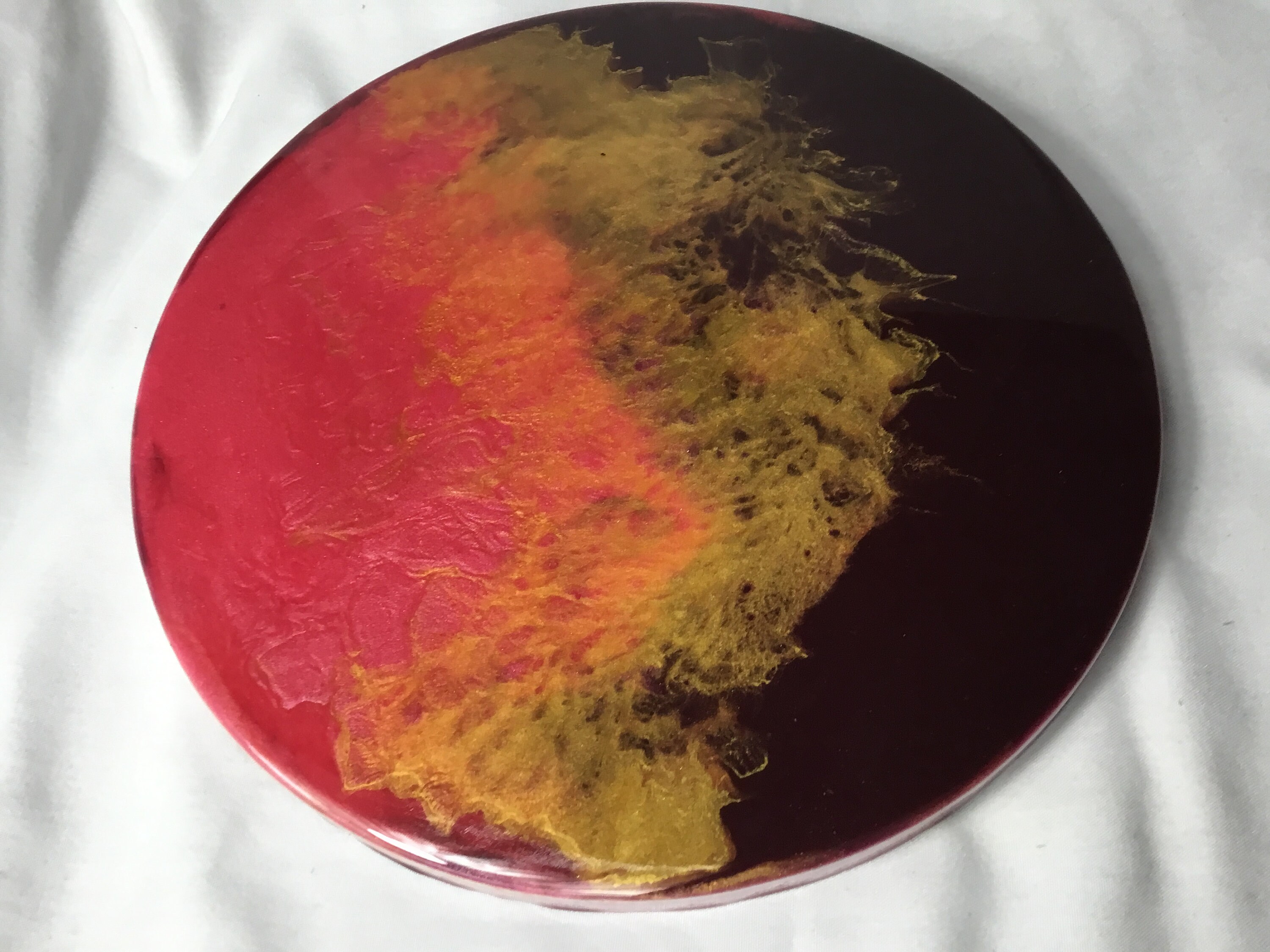 8.5 Circle Solid Wood Resin Art Abstract Art Resin Painting - Etsy