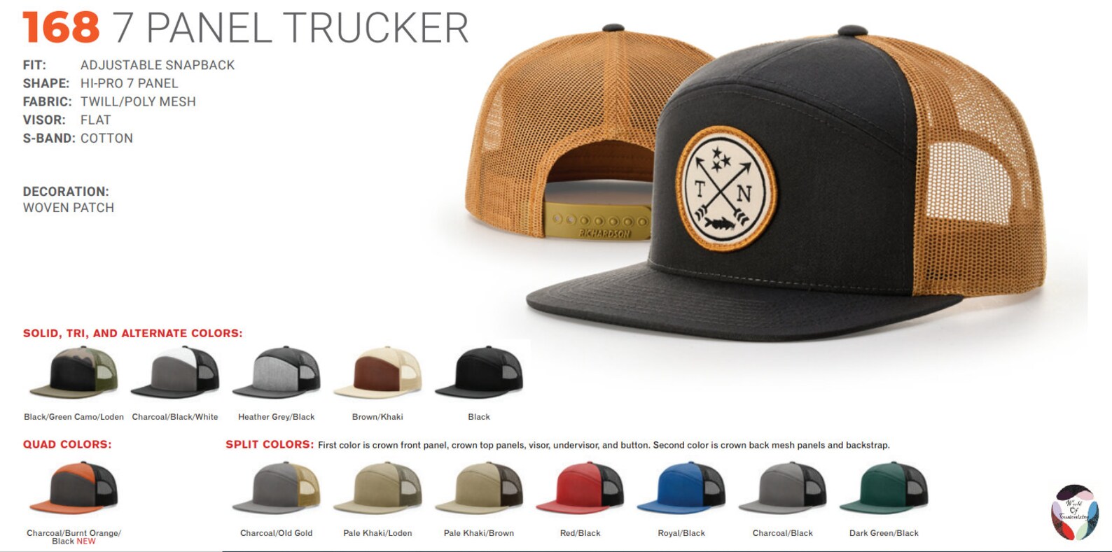 168 Richardson 7 Panel Trucker Customized Embroidered Hats | Etsy