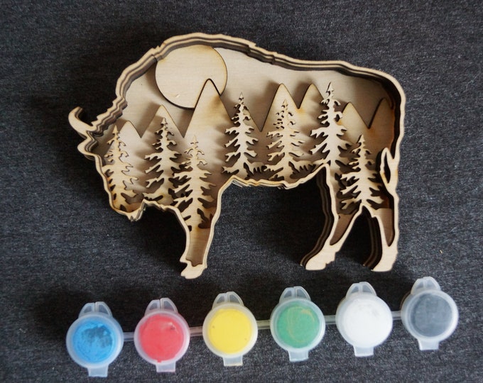 Buffalo 5 Layer Art Piece SVG, PDF, DXF, Ai, Multi-layer File, Digital ...