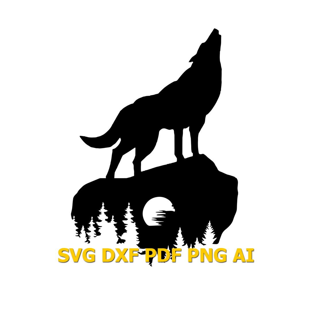 Wolf Svg, Wolf Moon SVG, Wall Panel, Forest, Moon, Wolf Silhouette ...