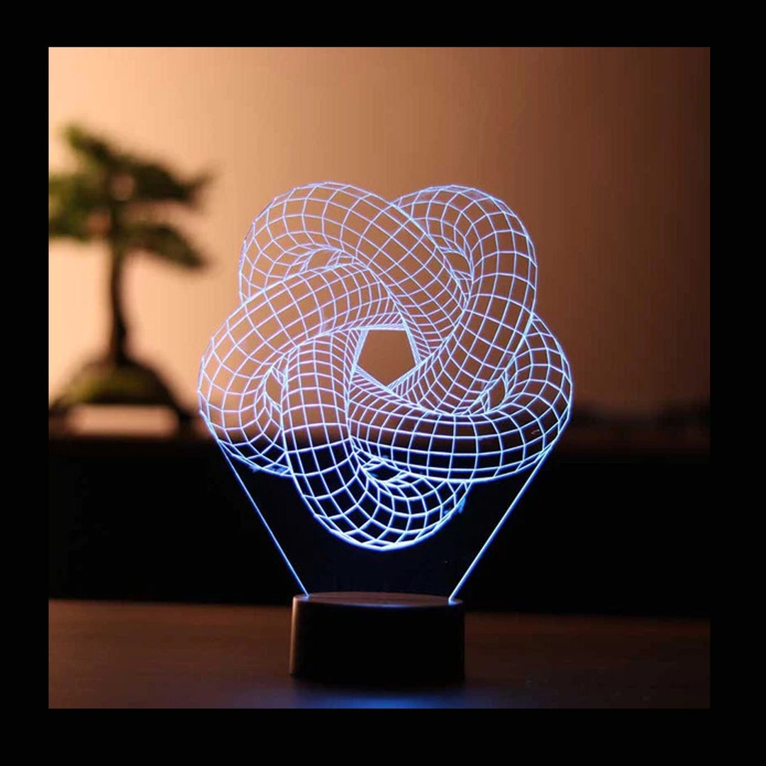 Abstraction 3D Lamp SVG, Abstraction Lamp Laser Cut File, 3d Led Lamp ...