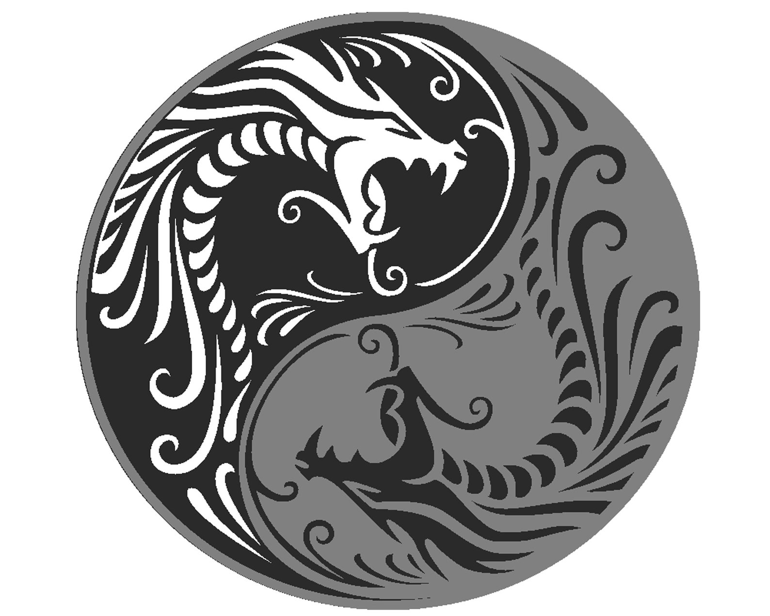Panel Dragons, Yin and Yang, Lasercut File, 3D Puzzle, Vector, Laser ...