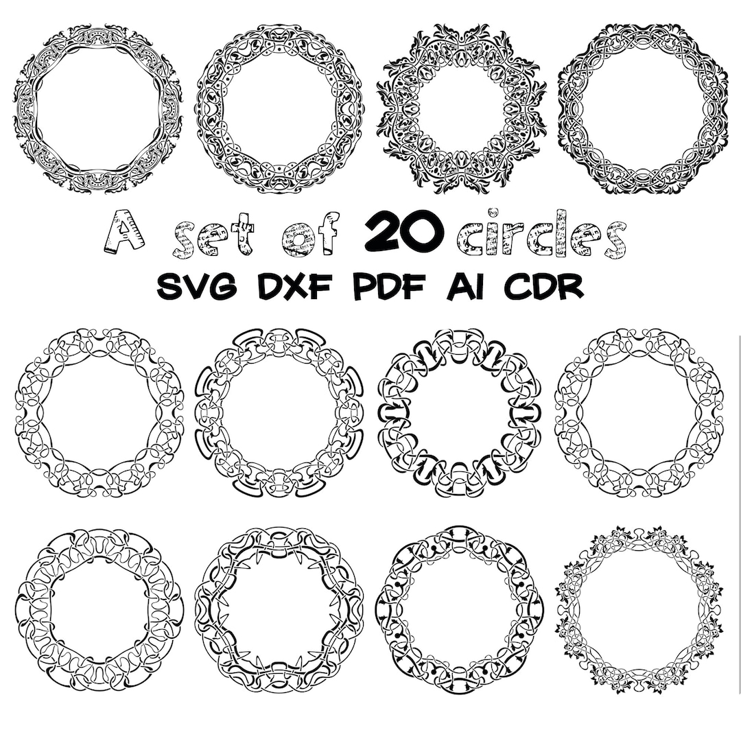 Set of 20, Circle Frame Svg, Sketch Circle Svg, Circle Svg, Doodle ...