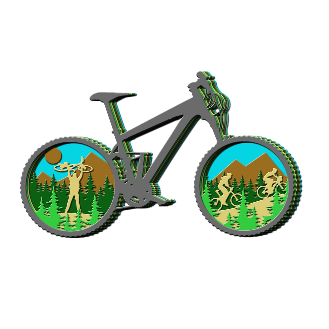 Bicycle SVG, 6 Layer Wooden Bicycle, Mountain SVG, Forest Svg, Bicycle ...
