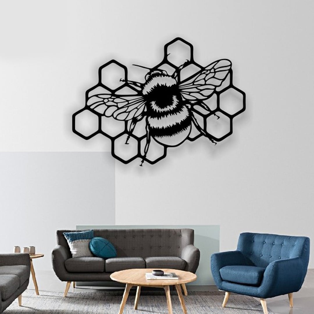 Bee, on Honeycombs, Wall Panel, Lasercut File, 3D Puzzle, Vector, Laser ...