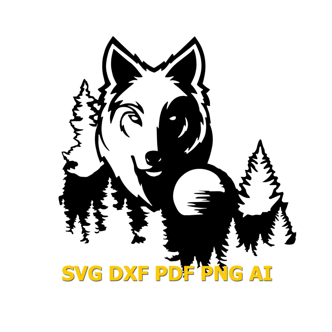 Wolf Svg, Wolf Moon SVG, Wall Panel, Forest, Moon, Wolf Silhouette ...