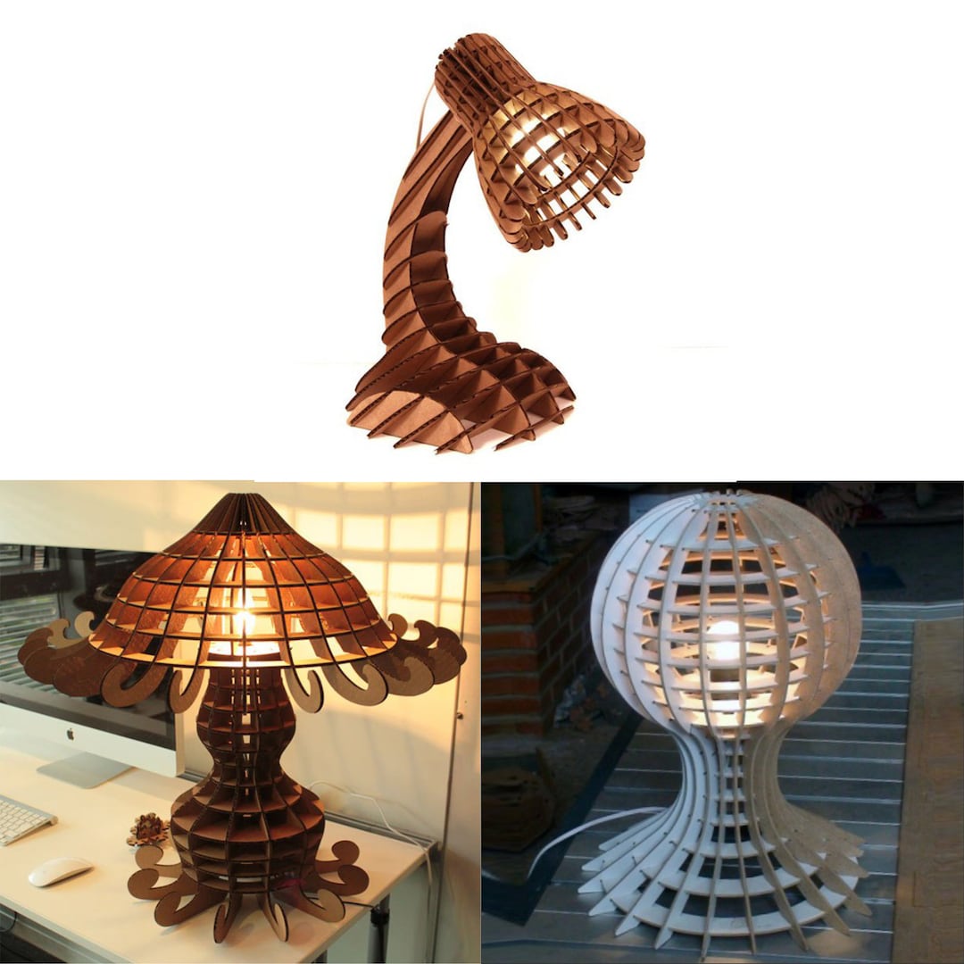 Lamp SVG, Set of Three Table Lamps, Laser Cut Vector, Lasercut Files ...
