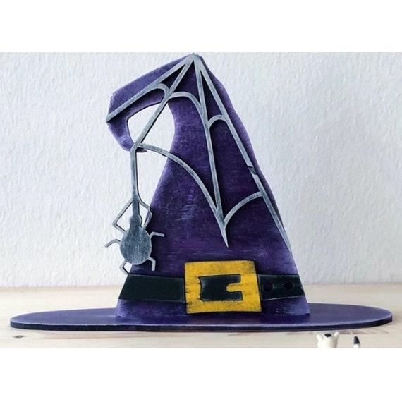 Halloween witch hat spider lasercut file 3D Puzzle | Etsy
