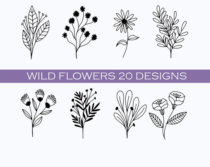 Wildflowers SVG Bundle, Eps Dxf Pdf Png, Flowers Bouquet for Mom, Wood ...