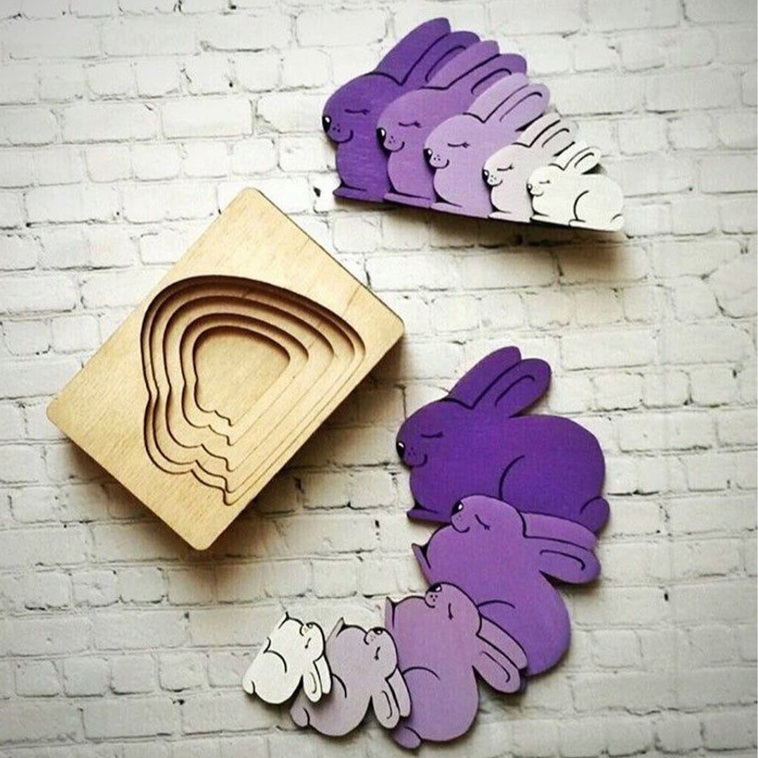 Rabbits Family Puzzle Svg 2 Variants, Rabbit PUZZLE Mosaic Svg ...