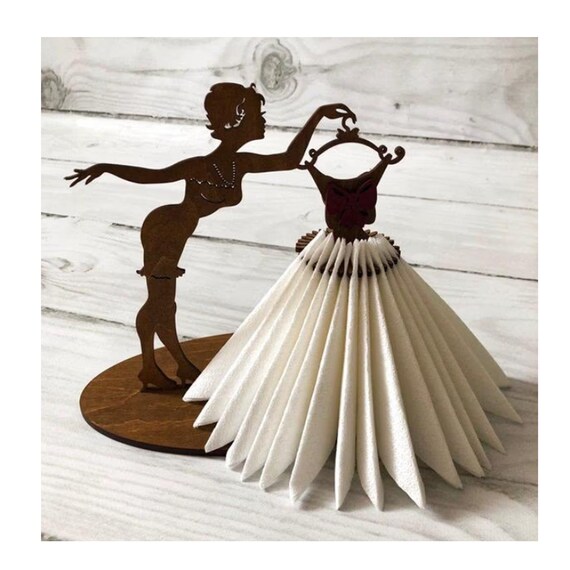 Girl Napkin Holder With a Dress Girl and Dress Lasercut File 3D Puzzle Vector Laser Cut Vector Glowforge Svg Pdf Dxf Ai Etsy