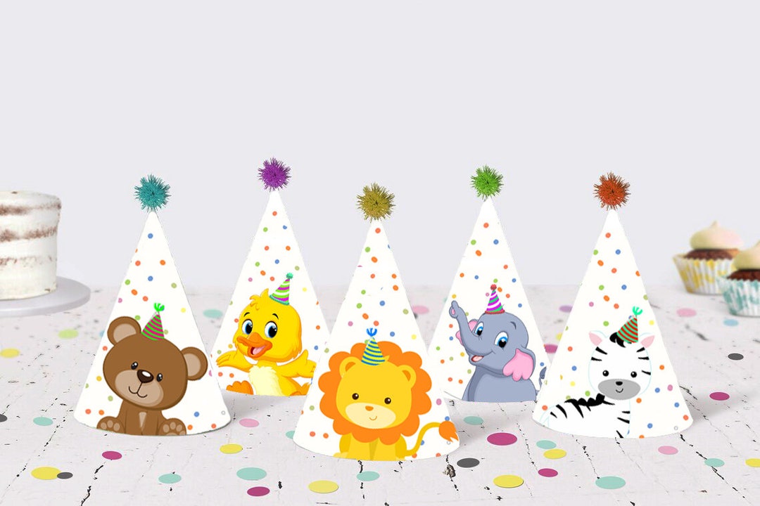 10 Printable Party Hats Party Animals Birthday Party Birthday Decor ...