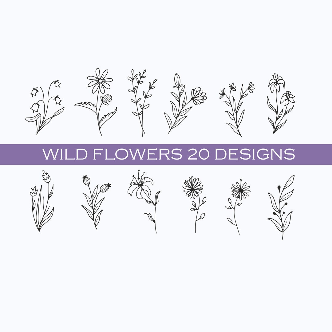 Wildflowers SVG Bundle, Eps Dxf Pdf Png, Flowers Bouquet for Mom, Wood ...
