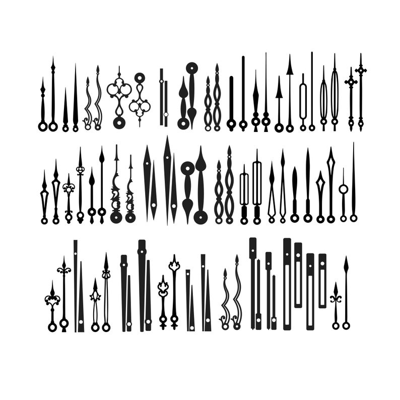 40 Clock Hands SVG, Clock Hand Laser Cut File, Clock Arrows Svg, Watch ...