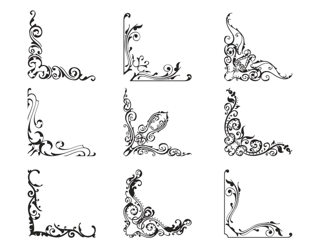 Set of Pattern Corners, 52 Pcs, Ornaments, Lasercut File, 3D Puzzle ...