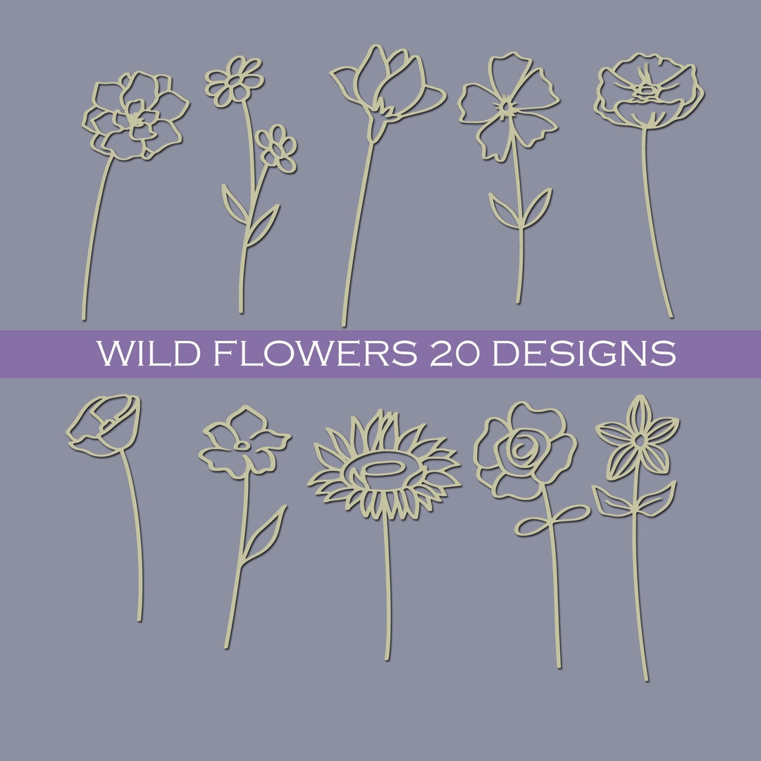 Wildflowers SVG Bundle, Eps Dxf Pdf Png, Flowers Bouquet for Mom, Wood ...