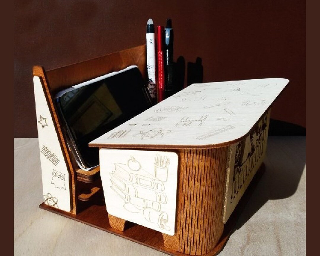 Phone Stand SVG, Organizer, School Desk, for Schoolchildren, Lasercut ...