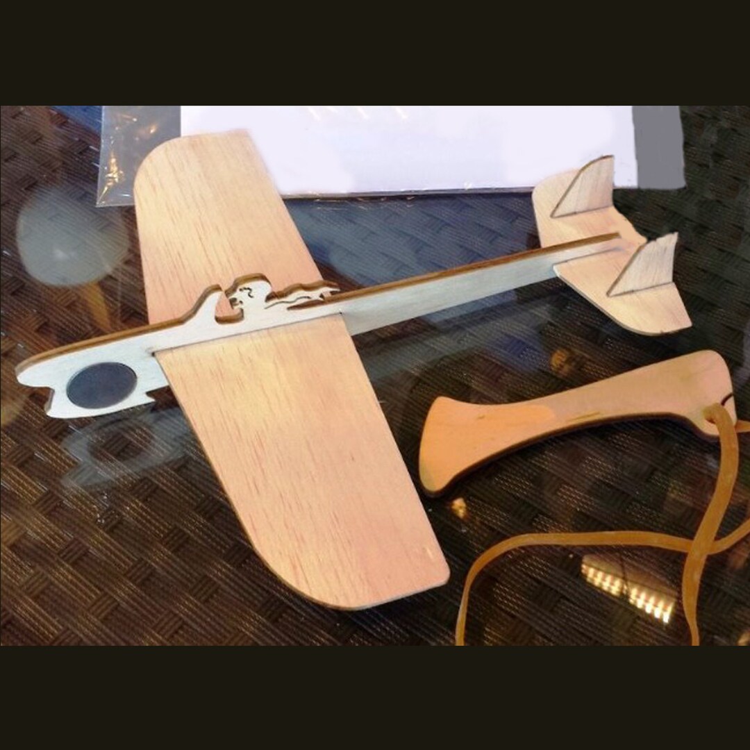 Airplane on an Elastic Band, Lasercut File, 3D Puzzle, Vector, Laser ...