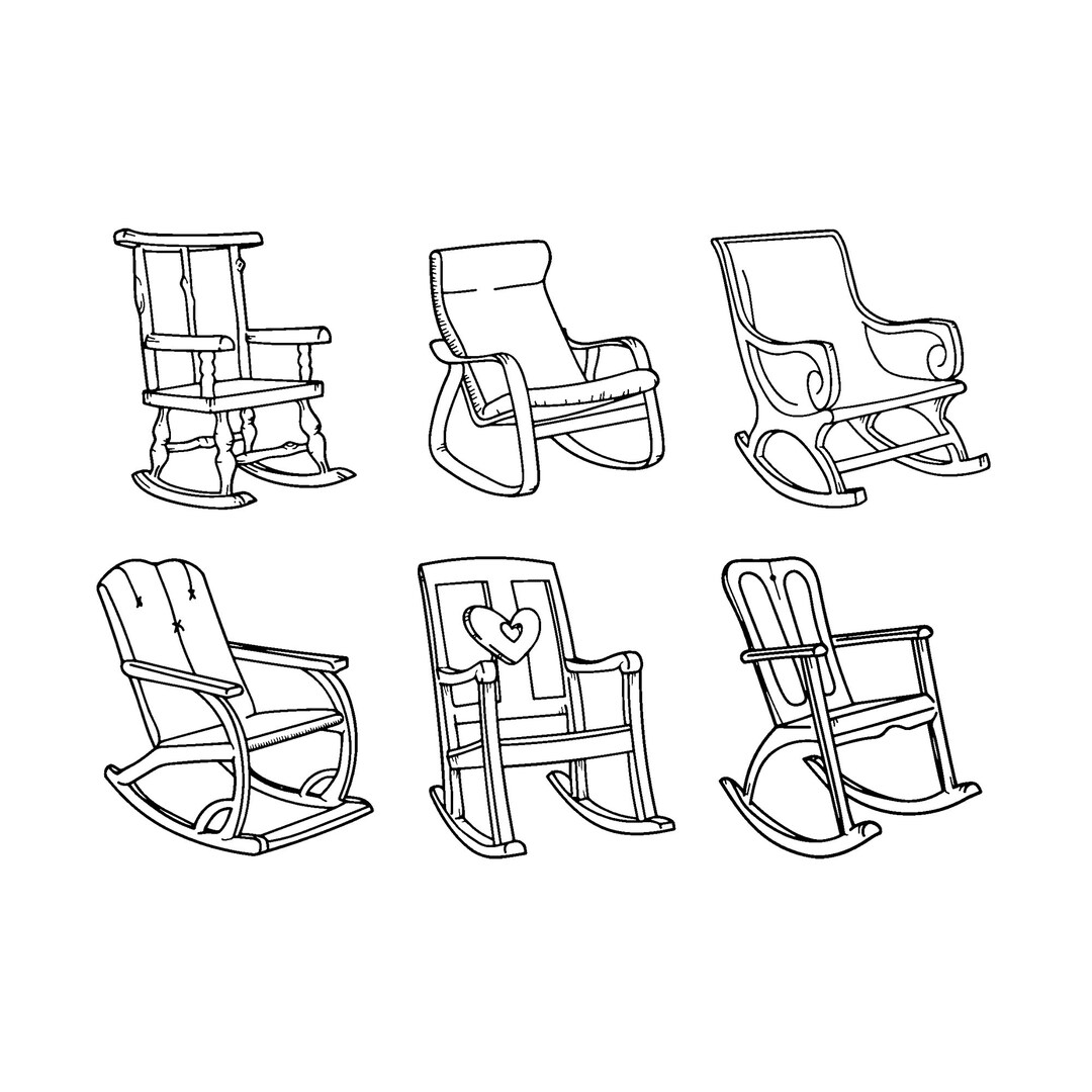 Rocking Chair Bundle SVG, 6 Chair Clipart, Rocking Chair Svg, Chair SVG ...