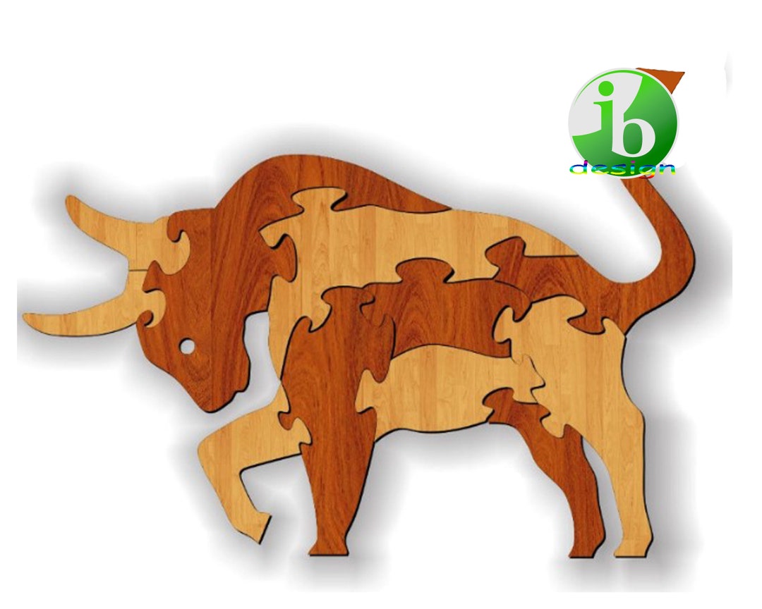 Bull Puzzle Lasercut File 3D Puzzle Vector Laser Cut - Etsy