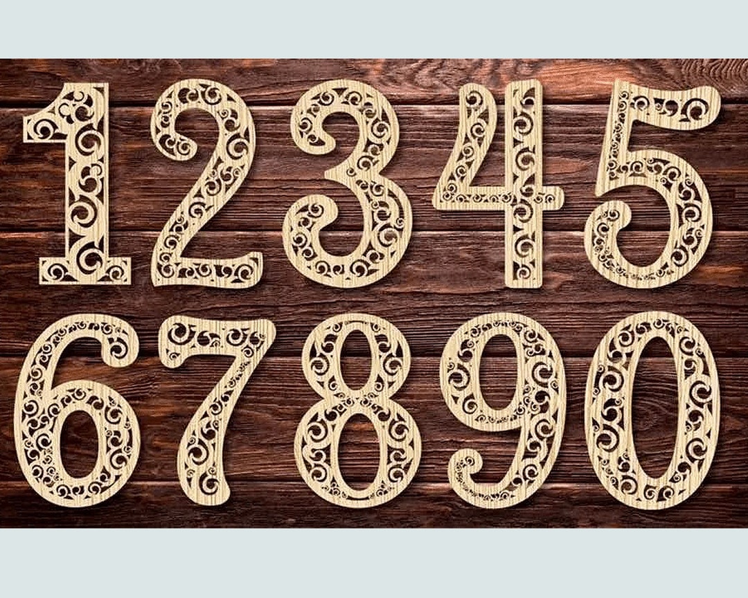 Set of Numbers With a Pattern, Number Frame, Numbers Cricut, Laser Cut ...