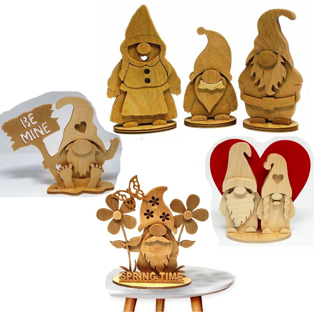 Gnome Bundle Set of 7 Pcs 3-4 Layer Art Piece SVG, PDF, DXF, Ai, Multi ...