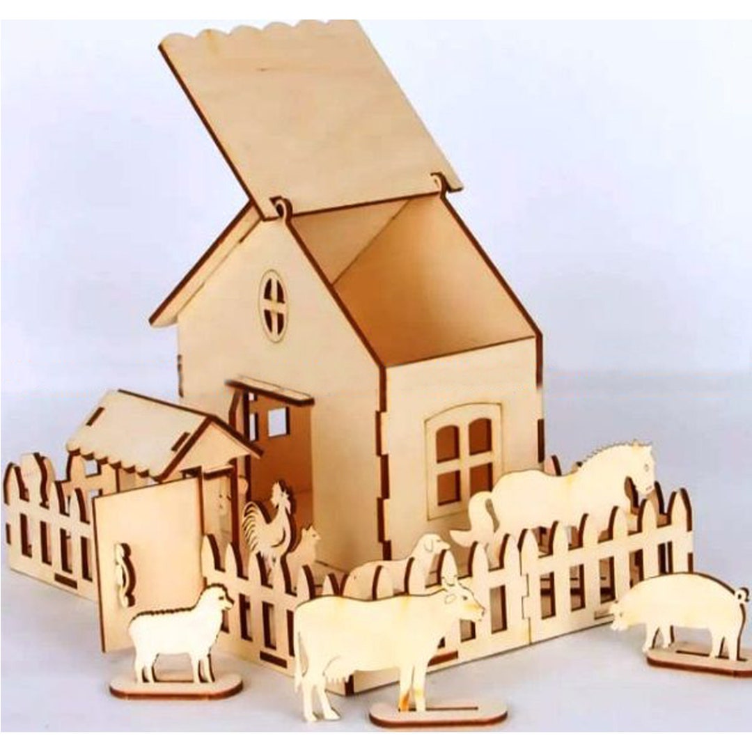 Farm With Animals, Lasercut File, 3D Puzzle, Vector, Laser Cut, Vector ...