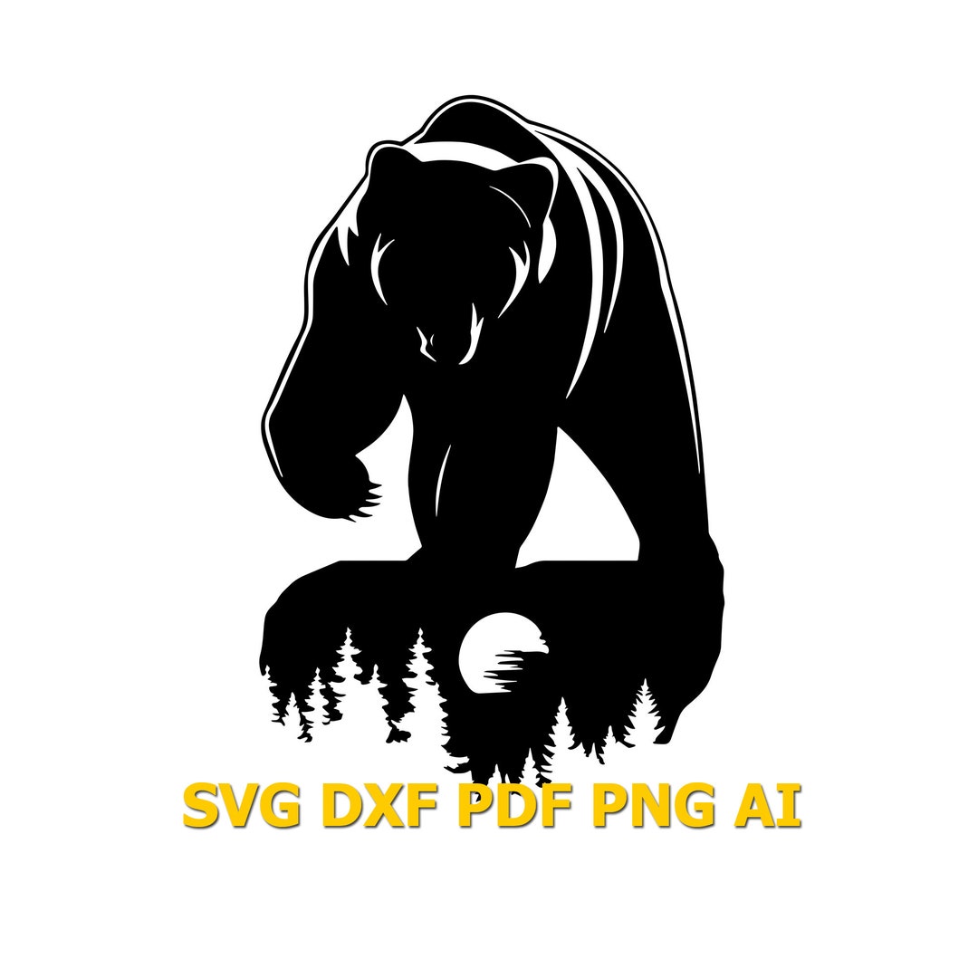 Oso svg, Oso Grizzly SVG, panel de pared, Bosque, Luna, Silueta de oso ...