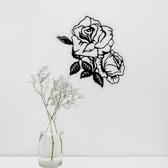 Flowers Roses wall panel lasercut file 3D Puzzle vector | Etsy