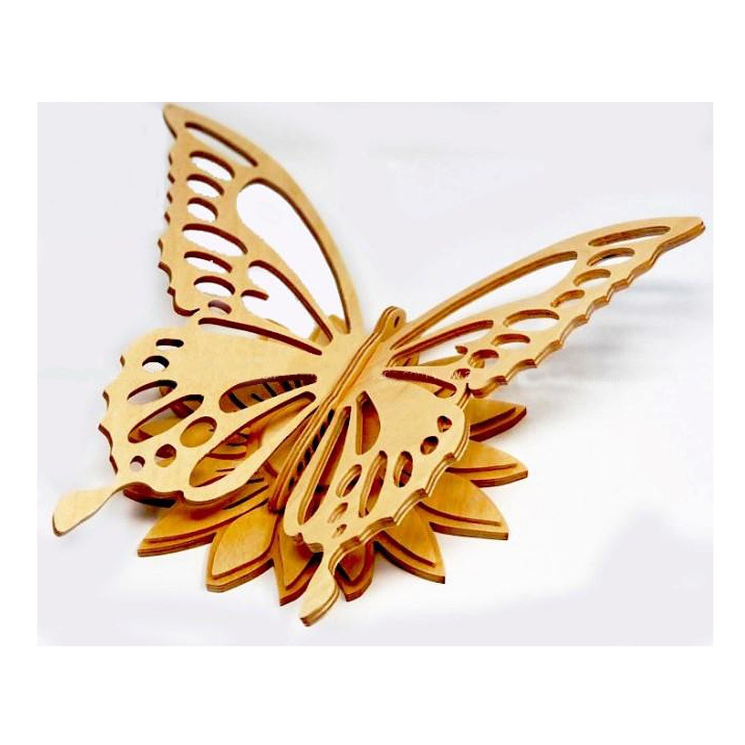Butterfly on a Flower, Lasercut File, 3D Puzzle, Vector, Laser Cut ...