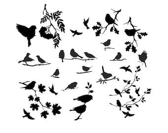 Birds Svg| Birds on Branches Svg| Bird Silhouette| Birds and Branch ...