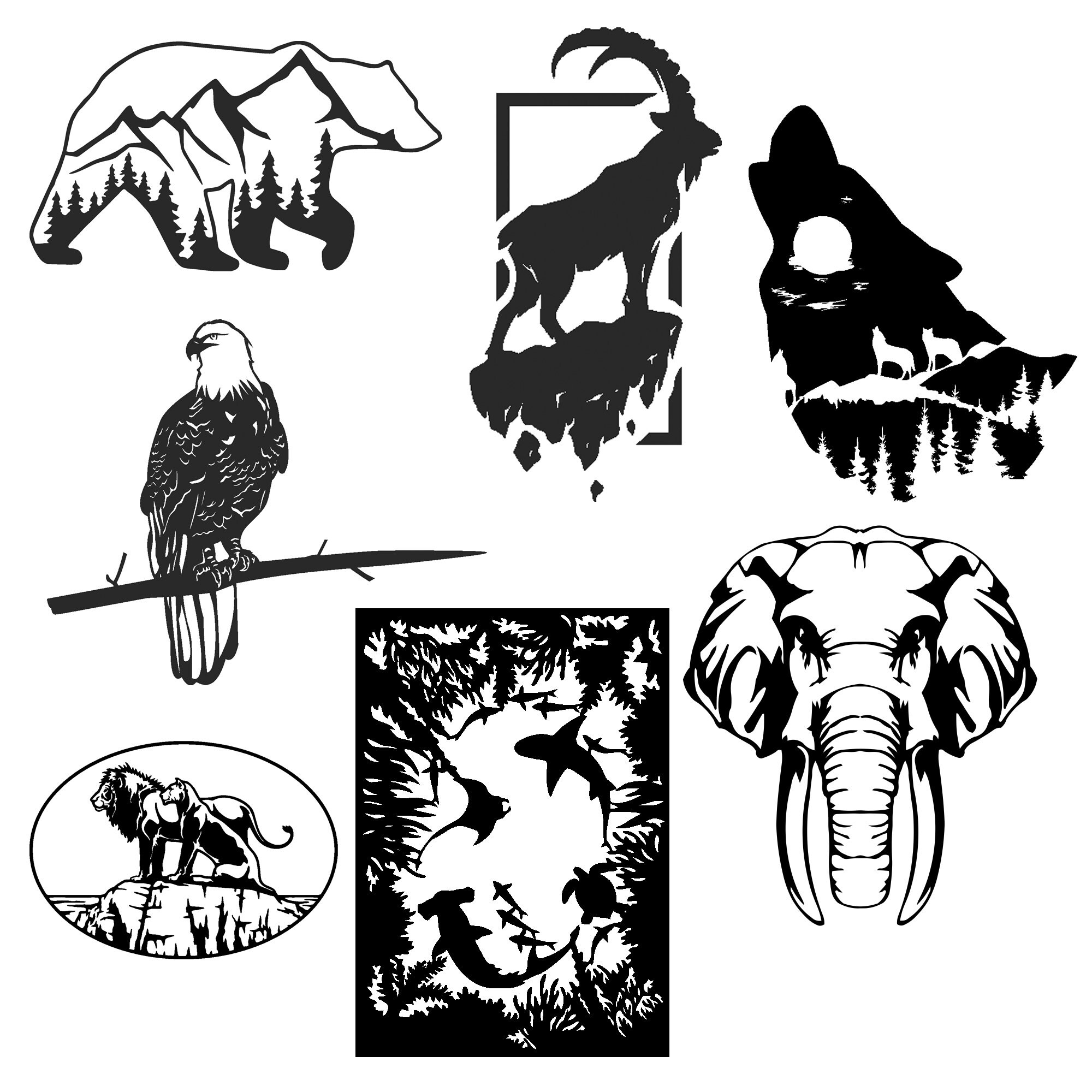 25 laser Cut Store Bundle svg laser Cut File Bundle Fichiers animaux ...
