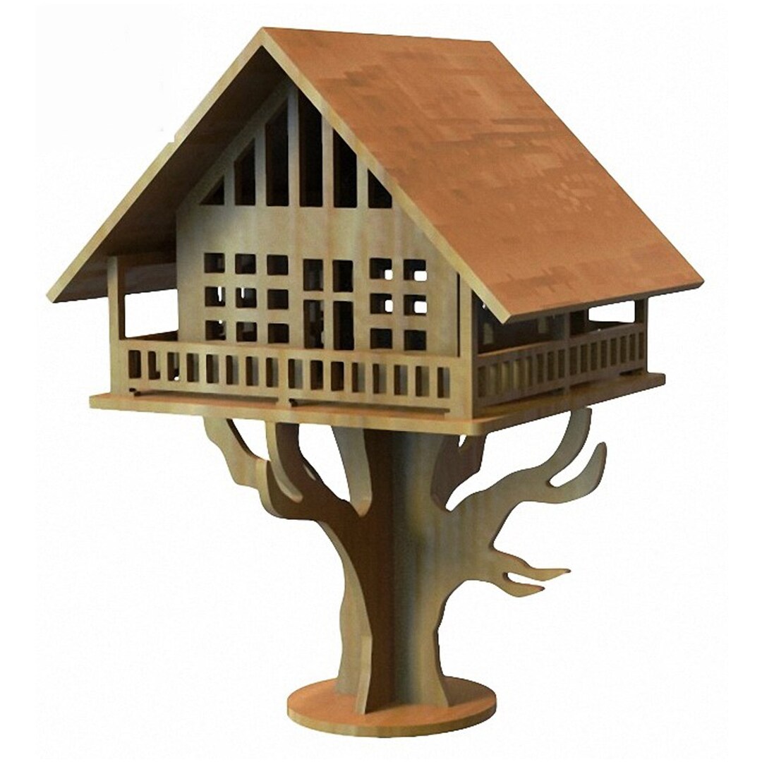 Tree House, Lasercut File, 3D Puzzle, Vector, Laser Cut Vector ...